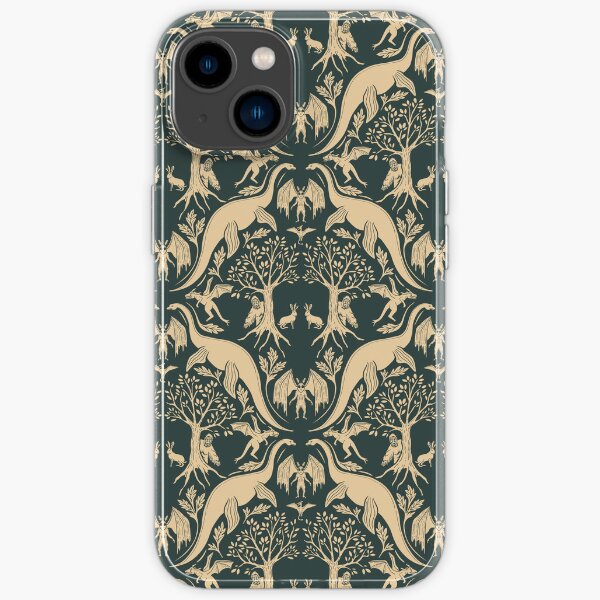"Peach & Blue-Gray Cryptid Damask" iPhone Case for Sale by ...