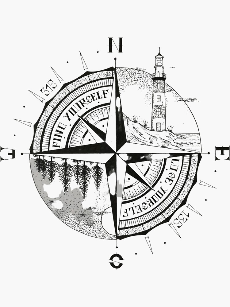 "directions compass-time." Sticker for Sale by MDshop1 | Redbubble