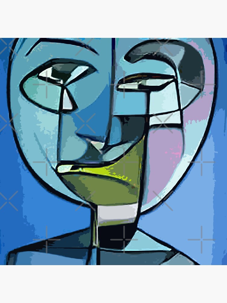 "Hip Cool Modern Figure Portrait Face Blue Abstract" Poster for Sale by ...