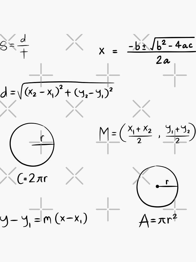"Math equations quadratic equation, distance formula, midpoint, slope ...