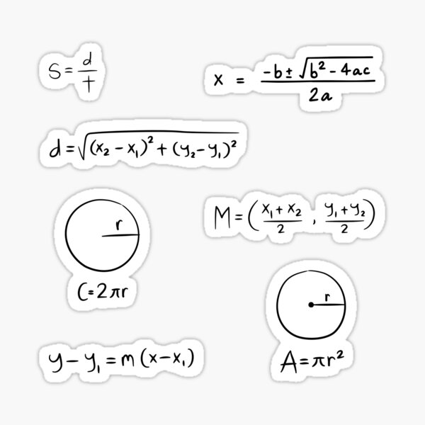 "Math equations quadratic equation, distance formula, midpoint, slope ...