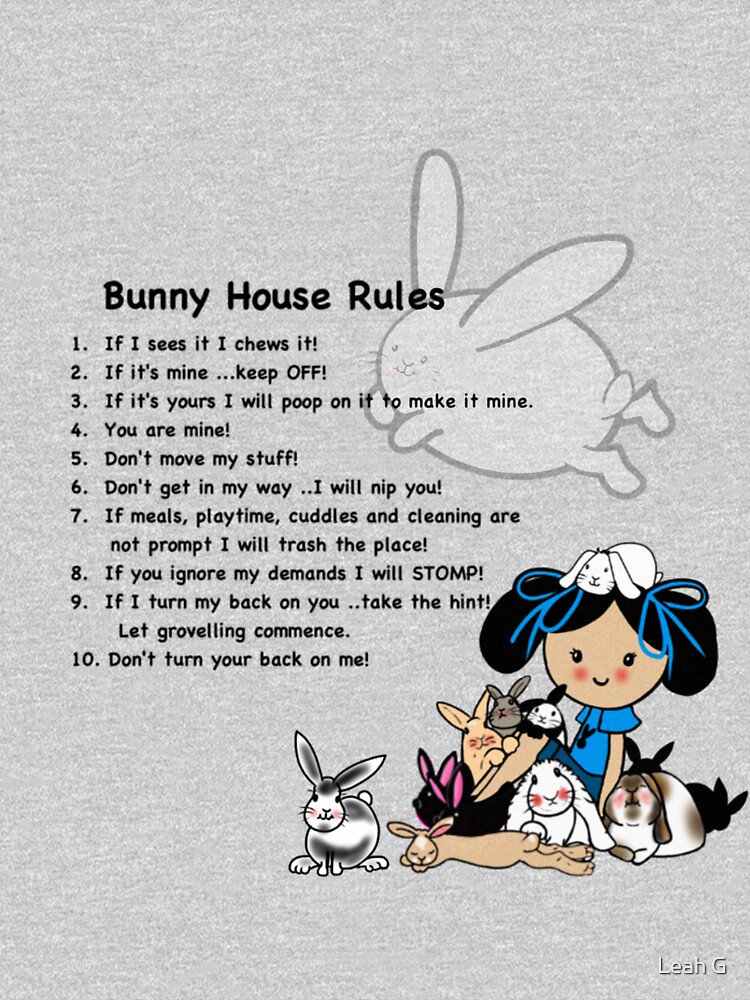 "Bunny Rabbit House Rules Tshirts Decor Funny Cartoon" T-shirt for Sale ...