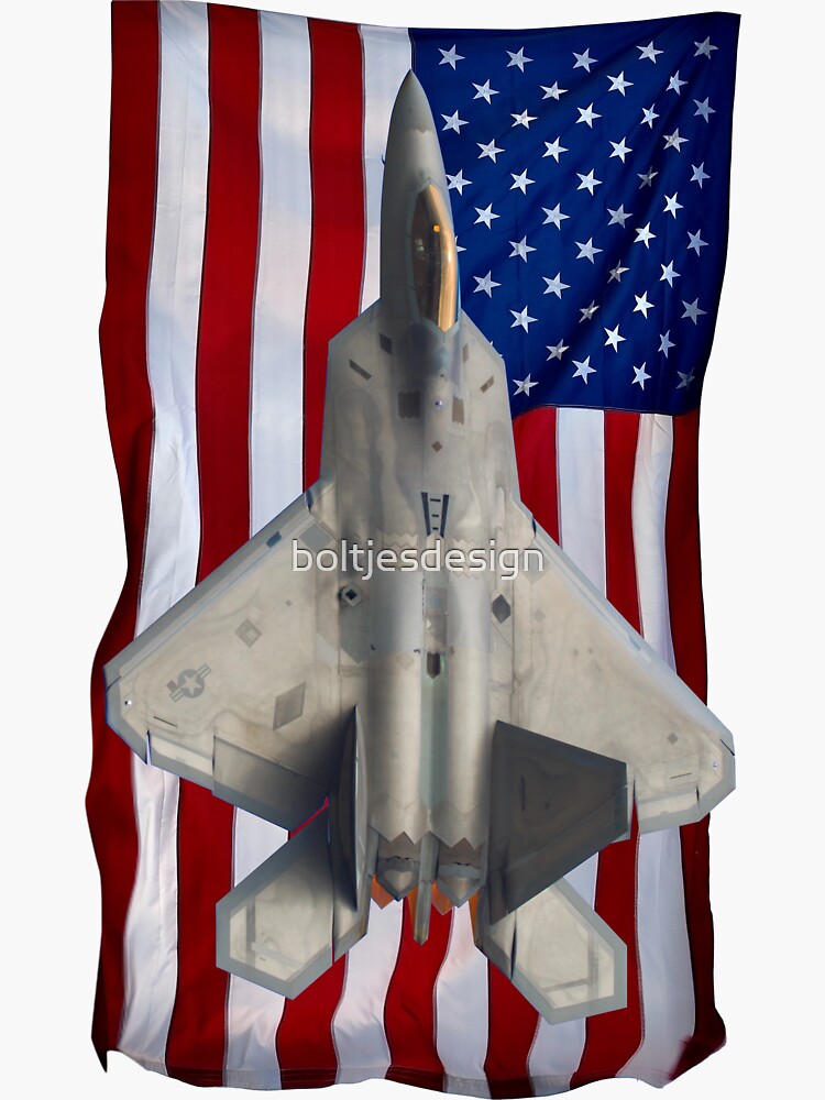 "F-22 Raptor with USA Flag" Sticker for Sale by boltjesdesign | Redbubble