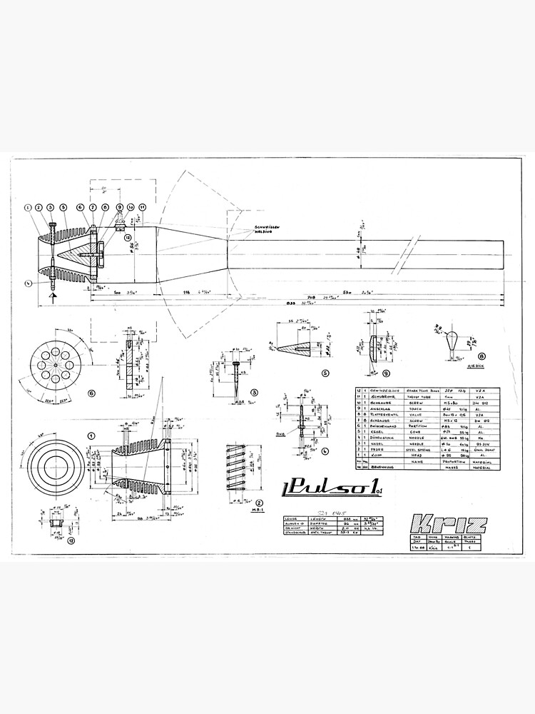 "Pulso1 Pulsejet Full Blueprint" Poster for Sale by coolpulso | Redbubble