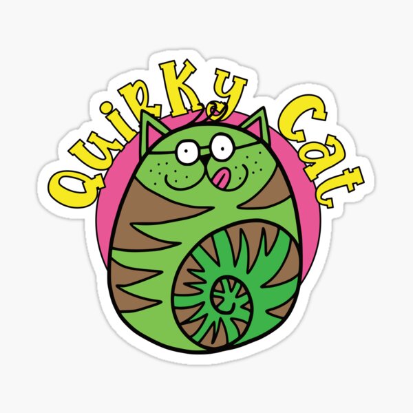 "Quirky Cat Funny Green Cat" Sticker for Sale by KidsCuteApparel ...