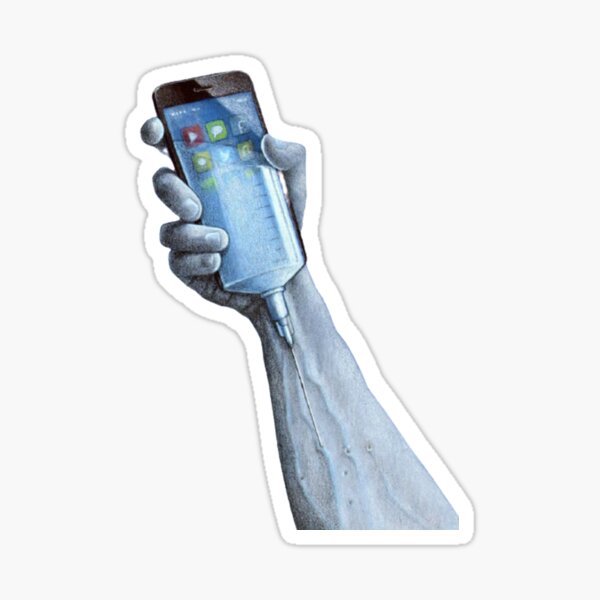 "mobile addiction " Sticker for Sale by RandolphNorris | Redbubble