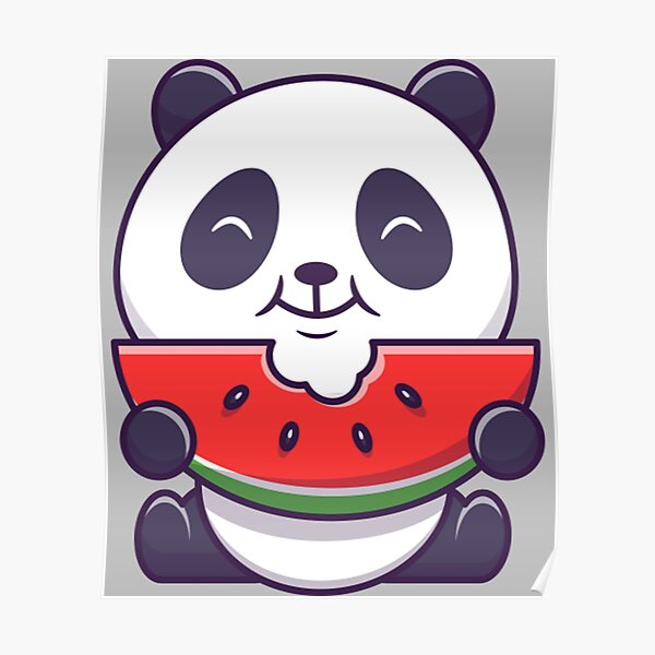 "Panda T-ShirtCute Panda Eating Watermelon Cartoon" Poster for Sale by ...