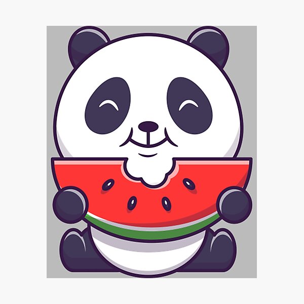 Impression photo « T-shirt PandaPanda mignon mangeant un dessin animé ...