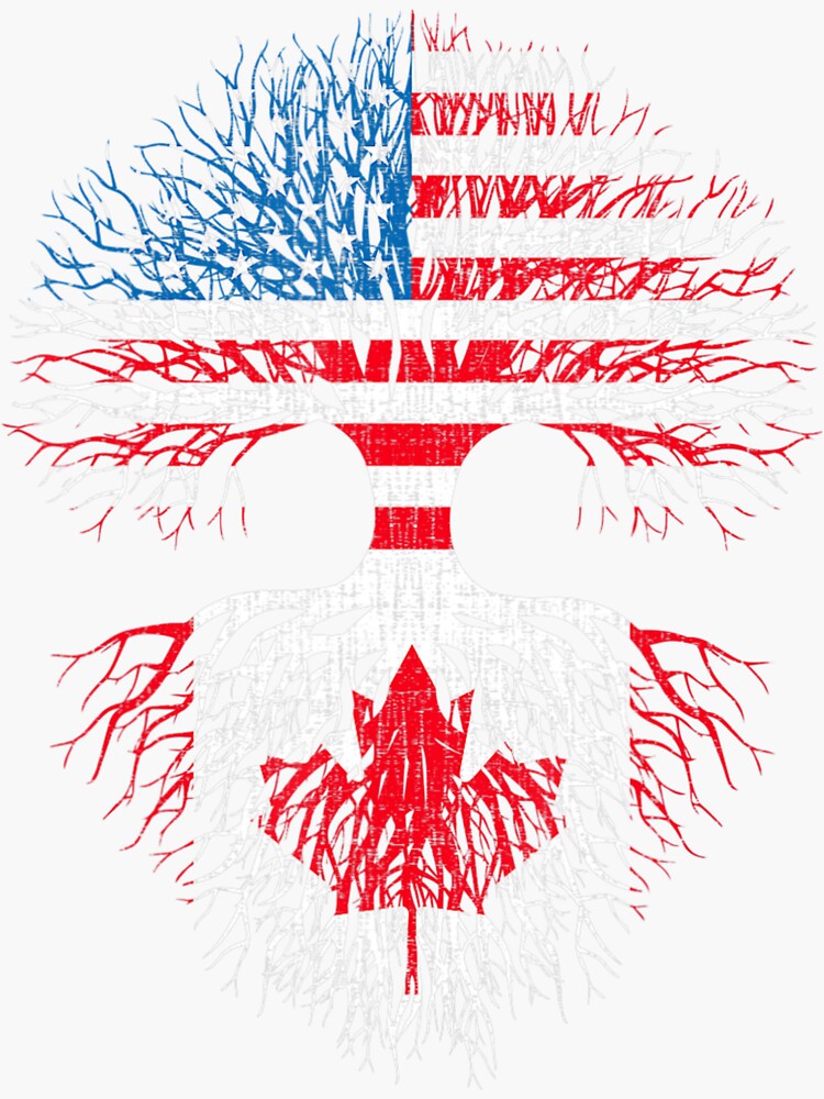 "Canadian Roots American Grown Canada Flag Men Women Girl Boy" Sticker ...