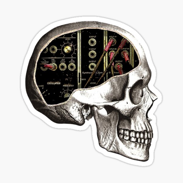 "Analog Modular Synthesizer Skull For Synth Nerd Sticker" Sticker for ...