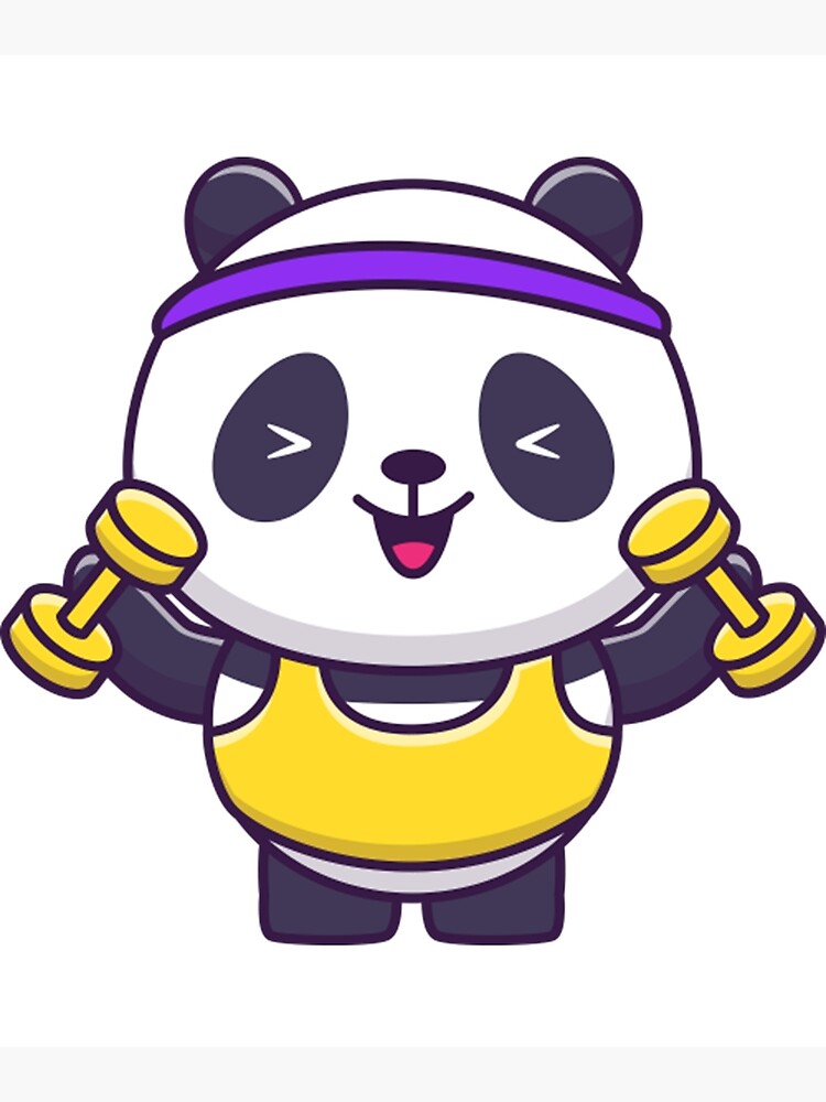 Póster «Camiseta PandaLindo Panda Gym Levantando Mancuernas Dibujos ...