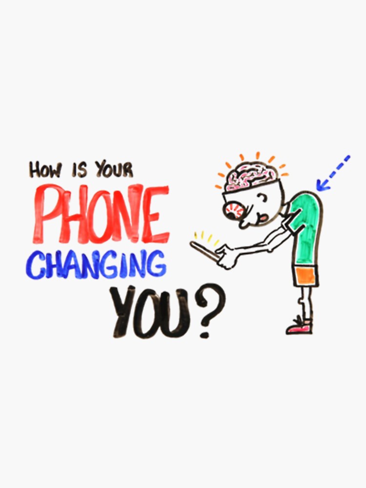 "Mobile phone changing us. " Sticker for Sale by RowanMart | Redbubble