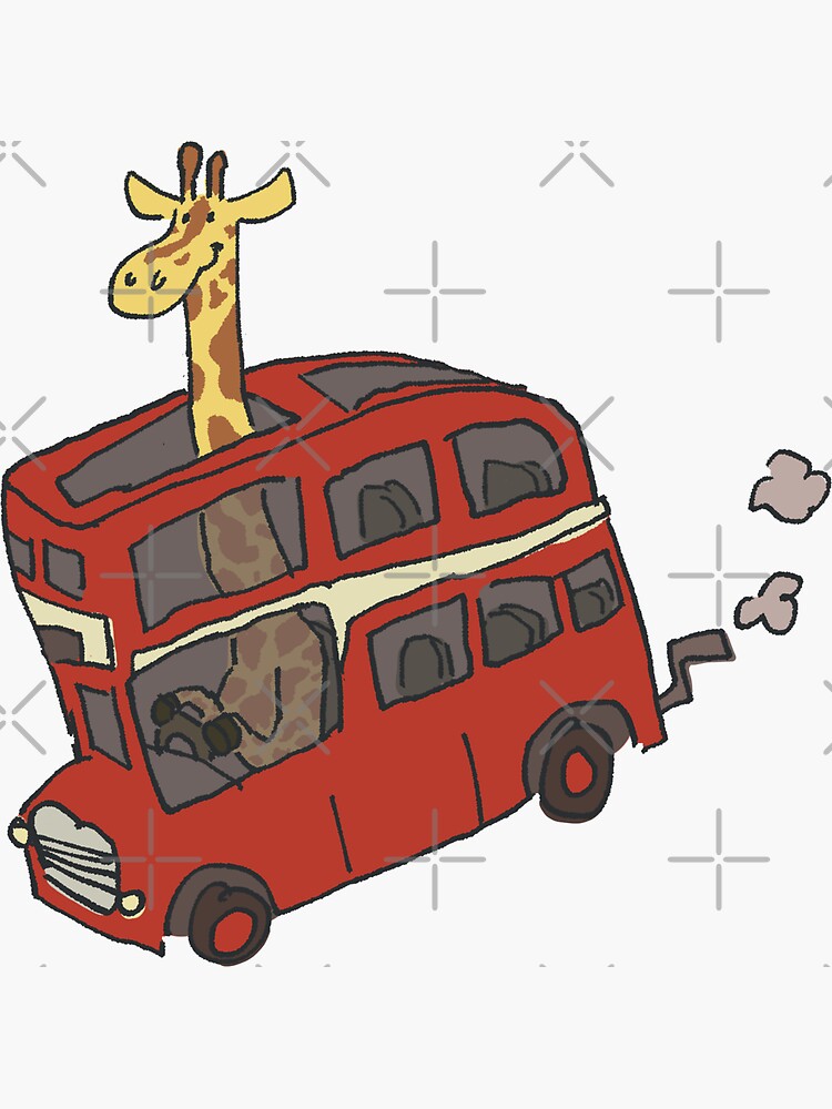 "Double Decker Bus Giraffe " Sticker for Sale by sprout00 | Redbubble
