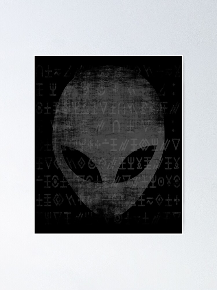 "Alien Head Aliens Symbols Writing Ufo T-S" Poster for Sale by ...