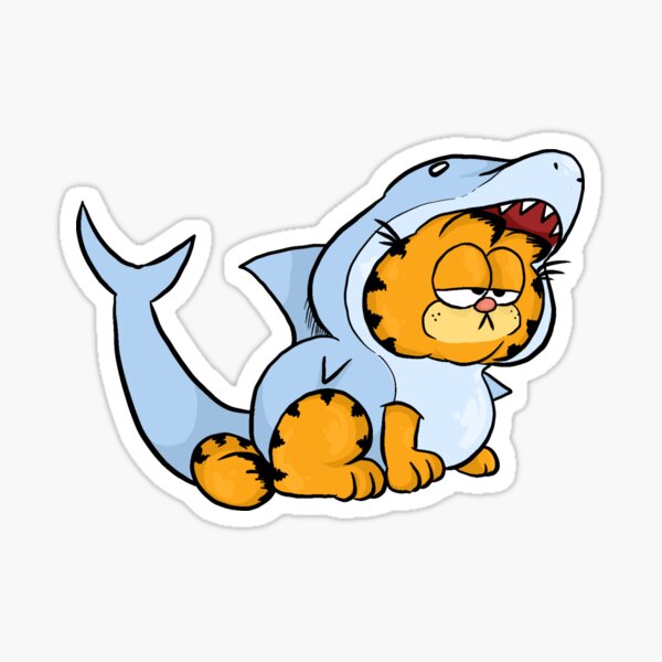 "garfield shark costume " Sticker for Sale by rosaliejoeee | Redbubble
