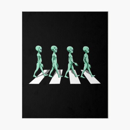 "Aliens Crossing Road Alien Walking Ufo Crossing Road" Art Board Print ...