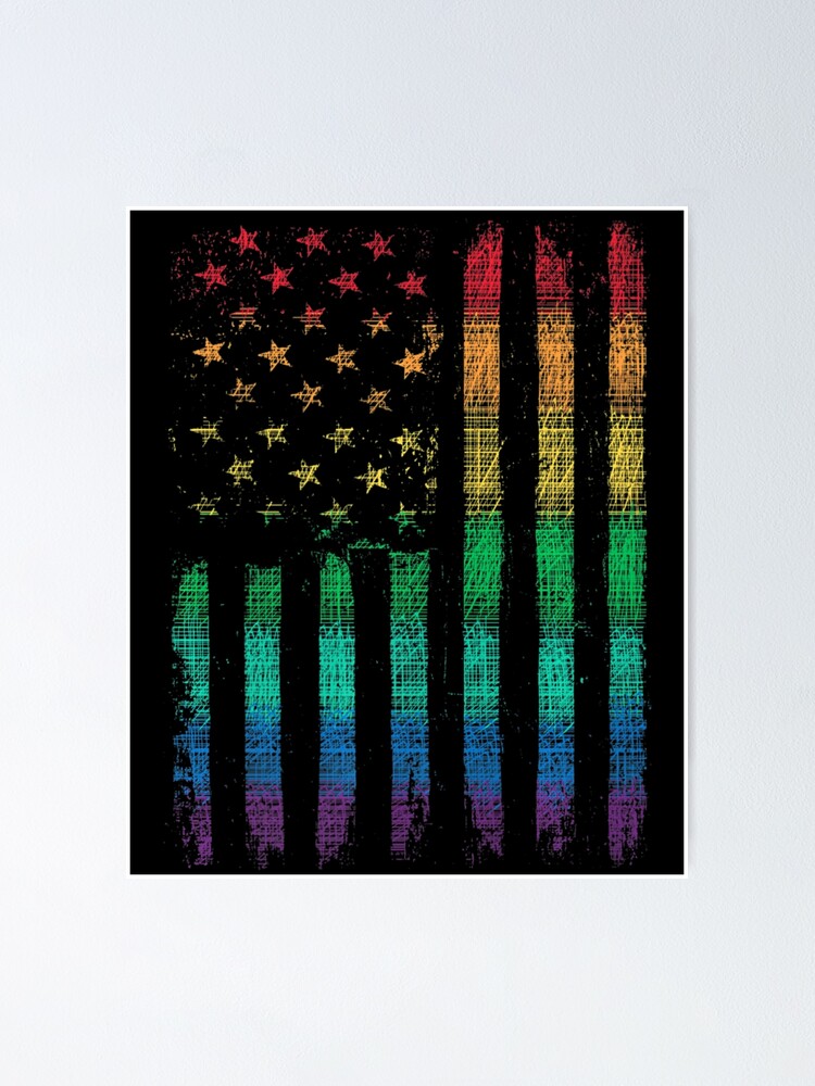 "Lgbt American Flag Pride Rainbow Gay Les Bi Trans" Poster for Sale by ...