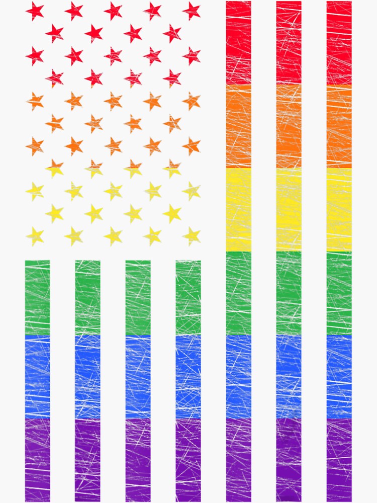 "Lgbt American Flag Pride Rainbow Gay Lesbian Bisexual Trans" Sticker ...