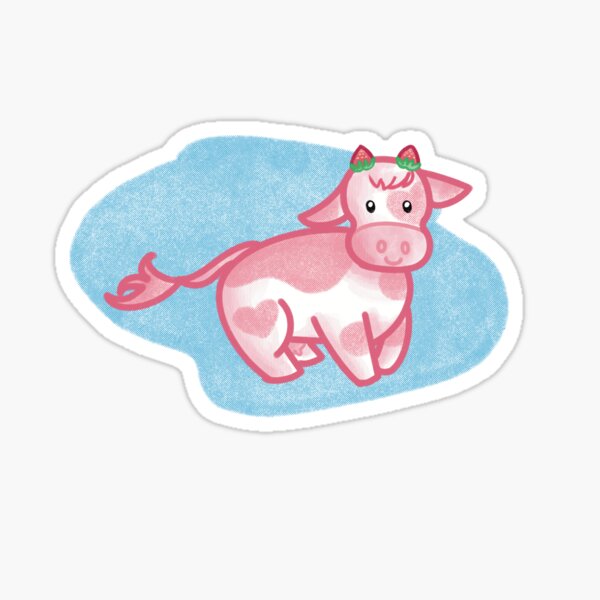 "Strawberry Milk Cow / Pink Cow" Sticker for Sale by punnybunnyshop ...