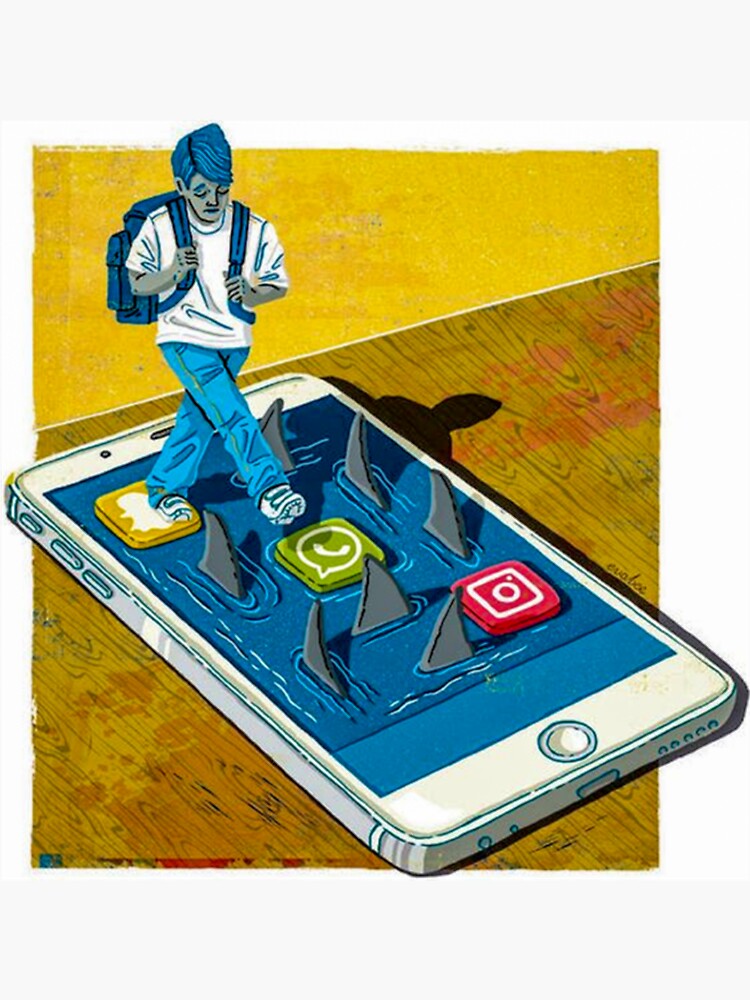 "mobile phone addiction Long " Sticker for Sale by SamuelWood56 | Redbubble