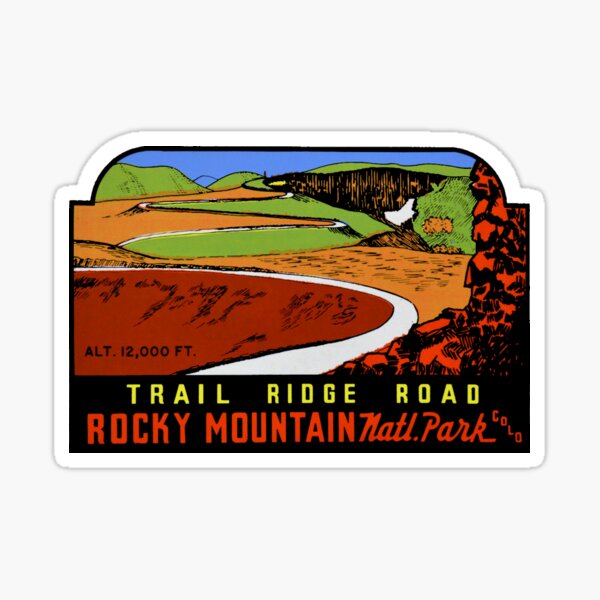 "Trail Ridge Road RMNP Vintage Travel Decal" Sticker by hilda74 | Redbubble