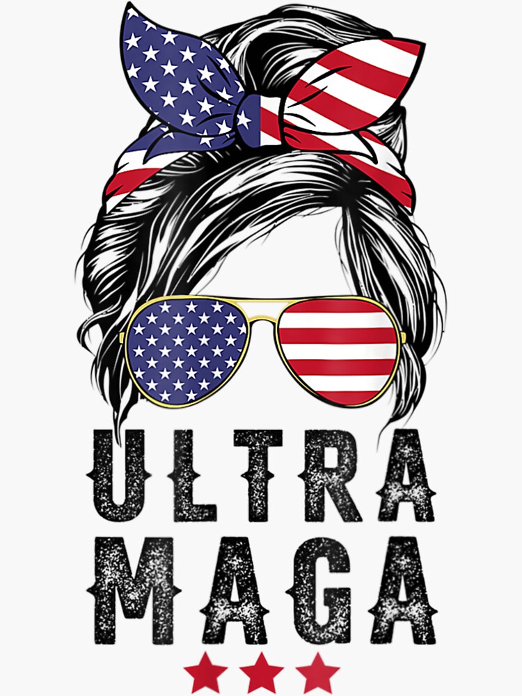 "Pro Trump Ultra Mega Messy Bun" Sticker for Sale by beststickersi ...