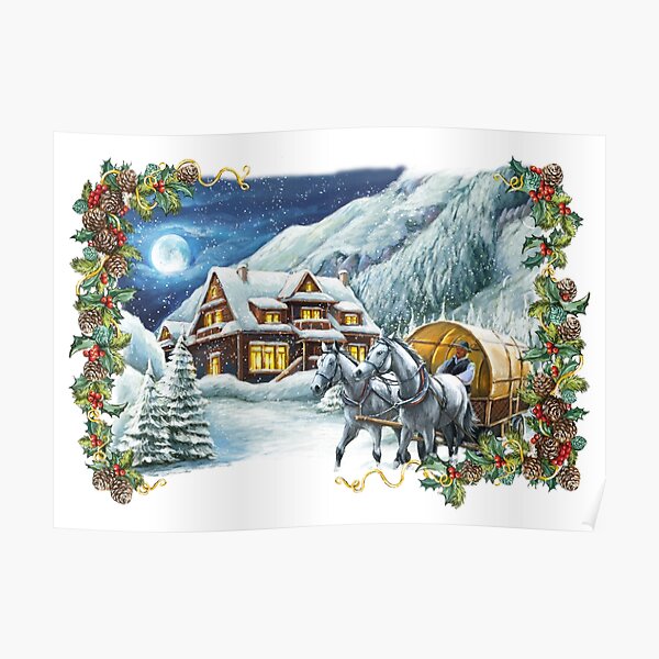 "Christmas Winter Scene" Poster for Sale by FantasyDesigns | Redbubble