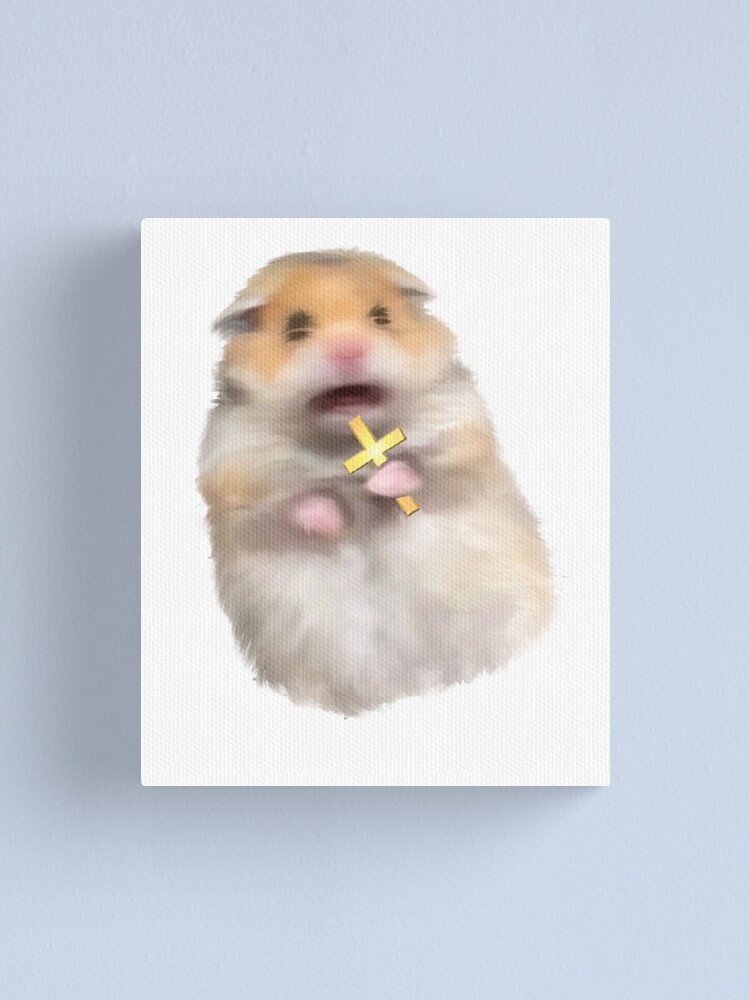 "Scared Hamster With Cross Meme- Funny Screaming Hampster Memes" Canvas ...