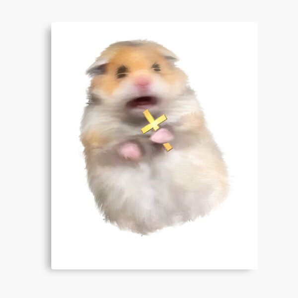 "Scared Hamster With Cross Meme- Funny Screaming Hampster Memes" Metal ...