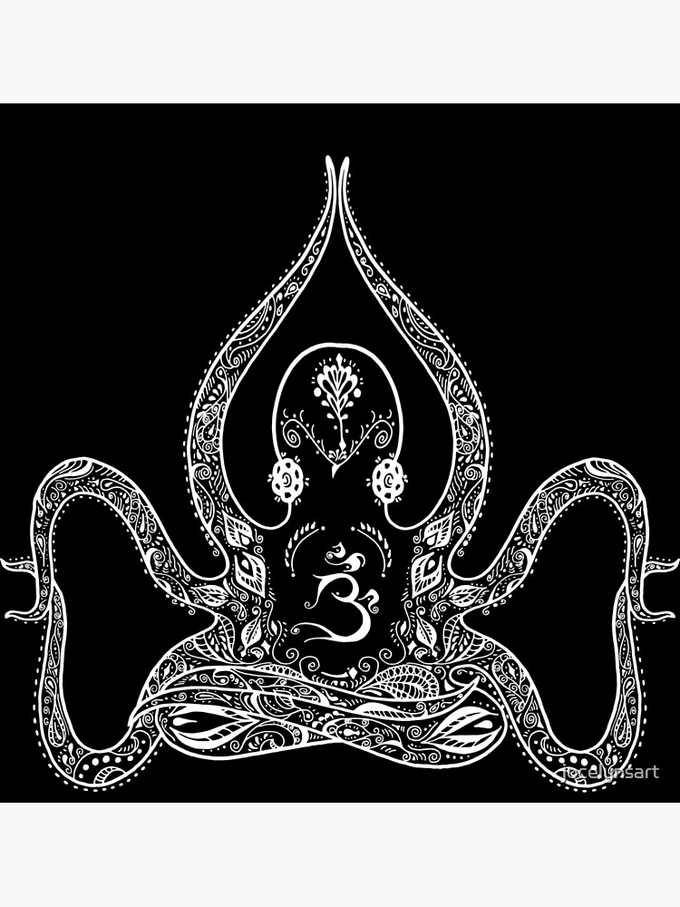 "Zen White Octopus Yoga Pose Mehndi Henna Style" Poster for Sale by ...