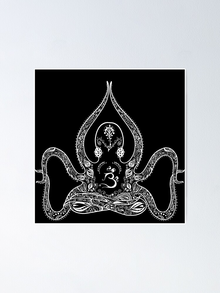 "Zen White Octopus Yoga Pose Mehndi Henna Style" Poster for Sale by ...
