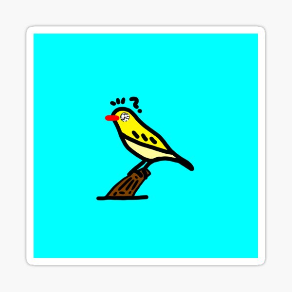 "bird art yellow funny red rip bird animal" Sticker for Sale by ...