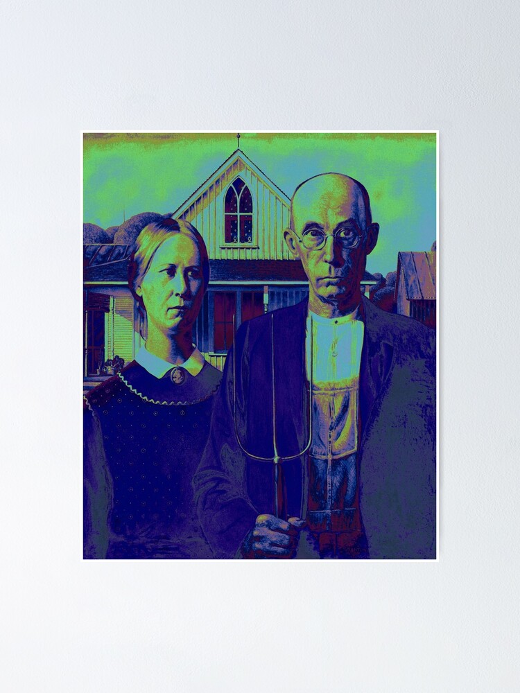 Póster «American Gothic (1930) famoso remix de pintura de Grant Wood ...