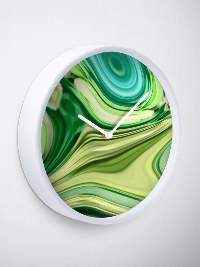 "modern trendy abstract turquoise lime green swirls" Clock for Sale by ...