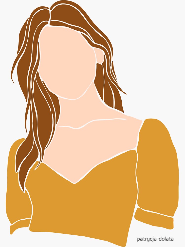 "Girl with brown hair." Sticker for Sale by patrycja-dolata | Redbubble
