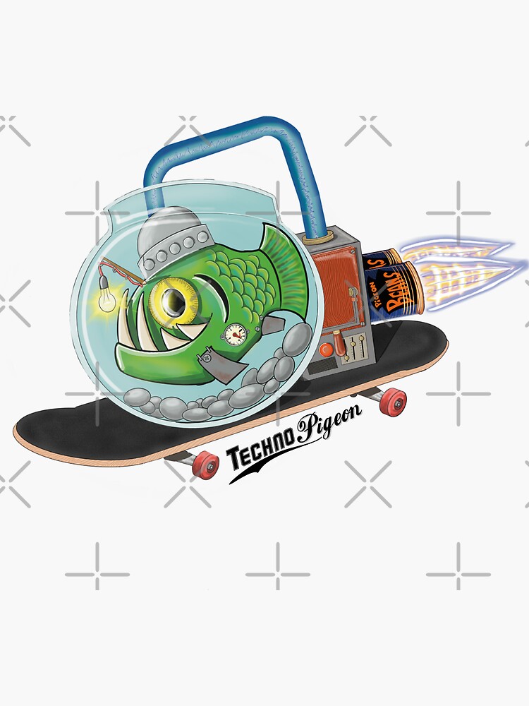"TechnoPigeon Techno Fish" Sticker for Sale by TechnoPigeon | Redbubble