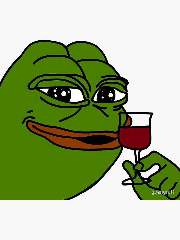 "HQ Pepe - Drinking Wine" Sticker for Sale by gbengraff | Redbubble