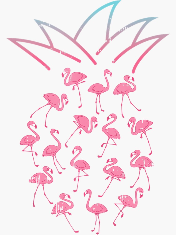 "Pineapple Flamingo Cute Funny Tropical Fruit Hawaii Gift" Sticker for ...