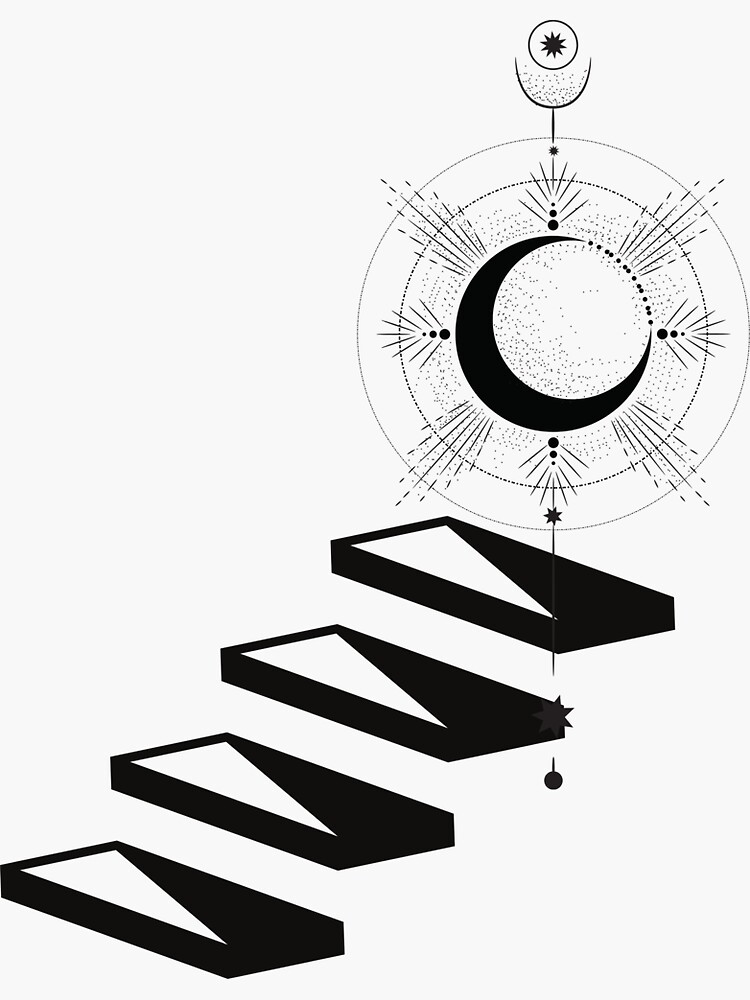 "Stair to moon with white and black colour" Sticker for Sale by ...