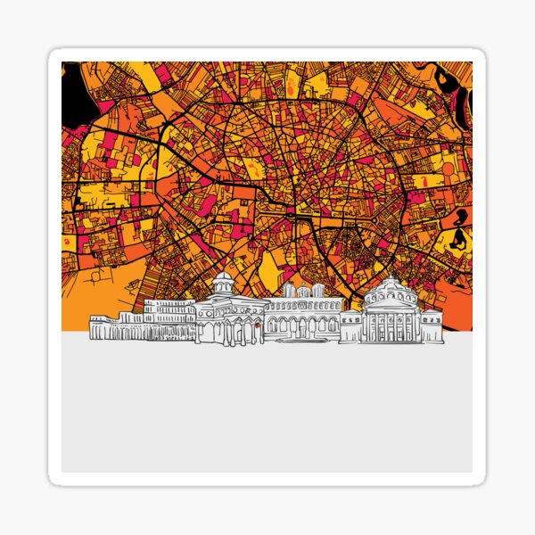 "Bucharest, Romania, Skyline Map" Sticker for Sale by hebstreit | Redbubble