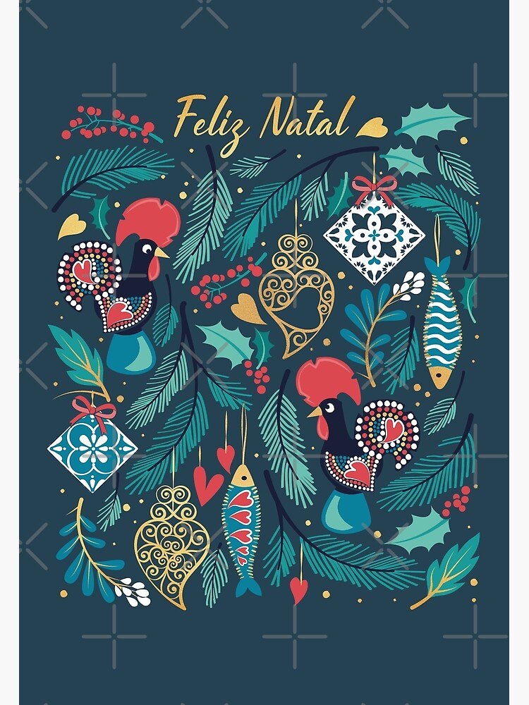 "Portuguese Christmas Tree with lettering // nile blue background green ...