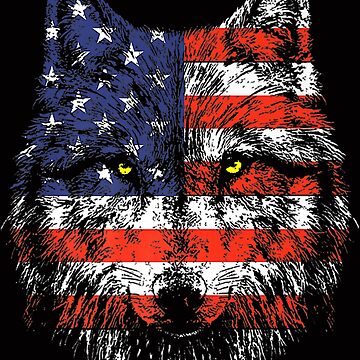 "American Wolf patriotic USA US apparel women men Premium" Poster for ...
