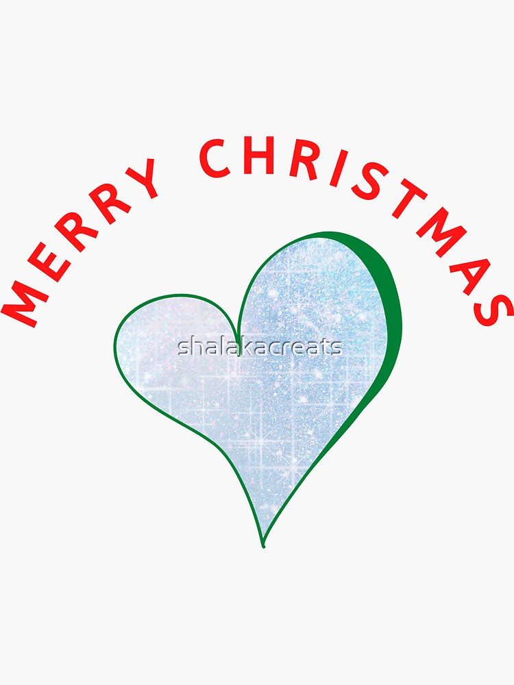 " Merry Christmas Heart 5" Sticker for Sale by shalakacreats | Redbubble