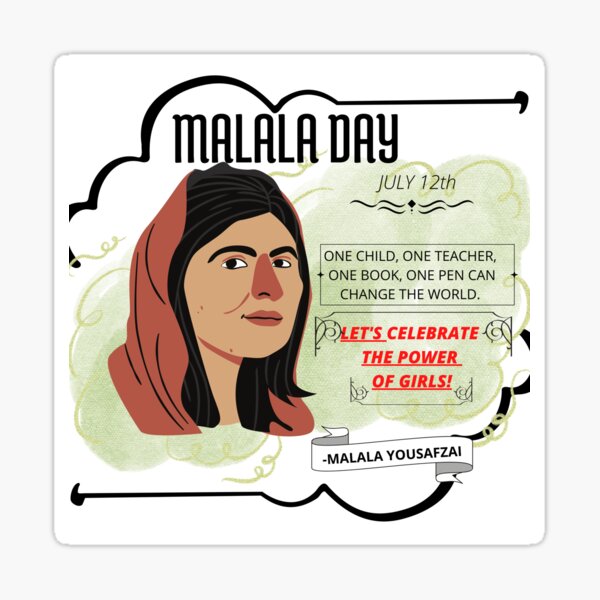 "World Malala day DESIGNONPOINT" Sticker for Sale by DesignOnPoint ...