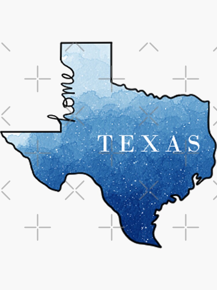 Pegatina «Esquema del estado de origen de Texas azul» de Dr3amsInInk ...