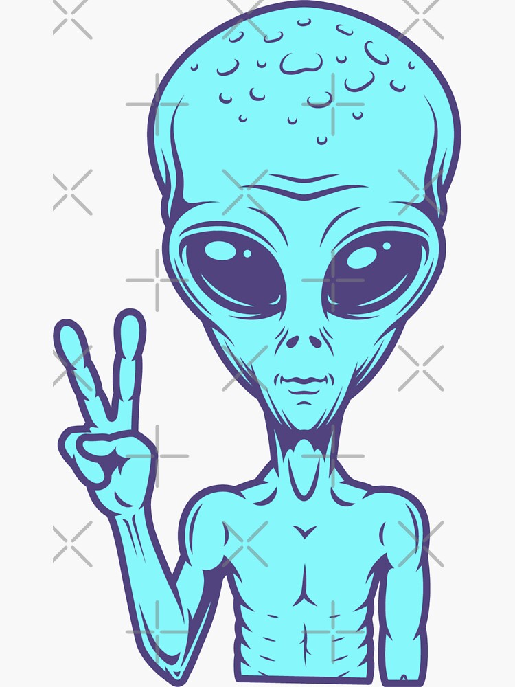 "Peace alien blue color" Sticker for Sale by CorneliusDesign | Redbubble