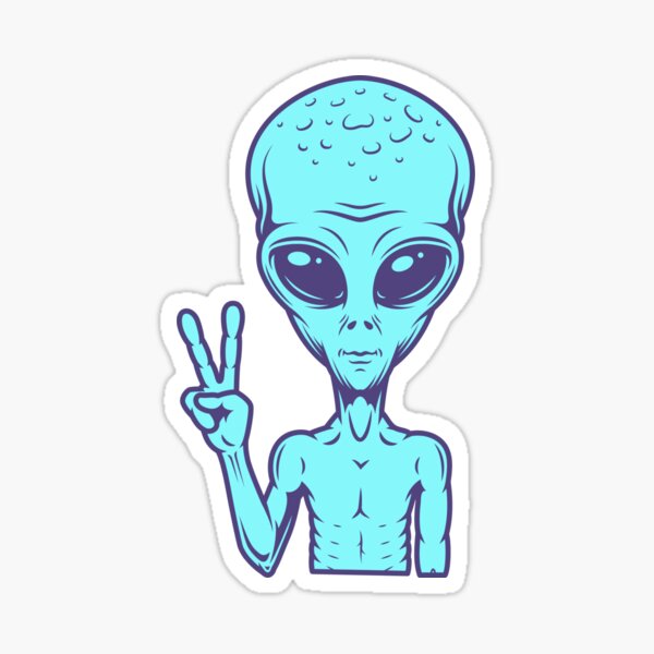 "Peace alien blue color" Sticker for Sale by CorneliusDesign | Redbubble