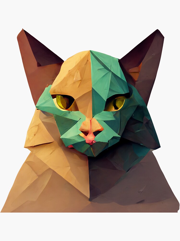 "Low Poly Cat " Sticker for Sale by uneasyviewing | Redbubble