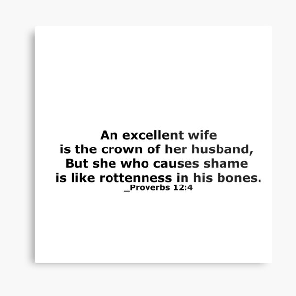 Lámina metálica «Proverbios 12: 4 versículo de la biblia / versículo de la biblia sobre esposa y ...