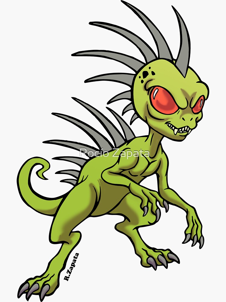 Pegatina «Chupacabras - verde sin alas» de nyctherion | Redbubble